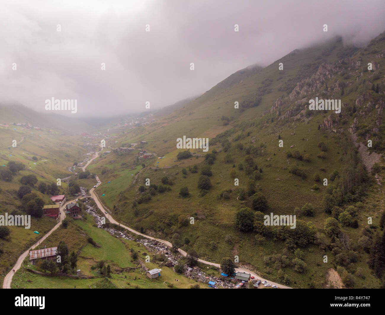 Aerial view inside autumn forest hi-res stock photography and images ...