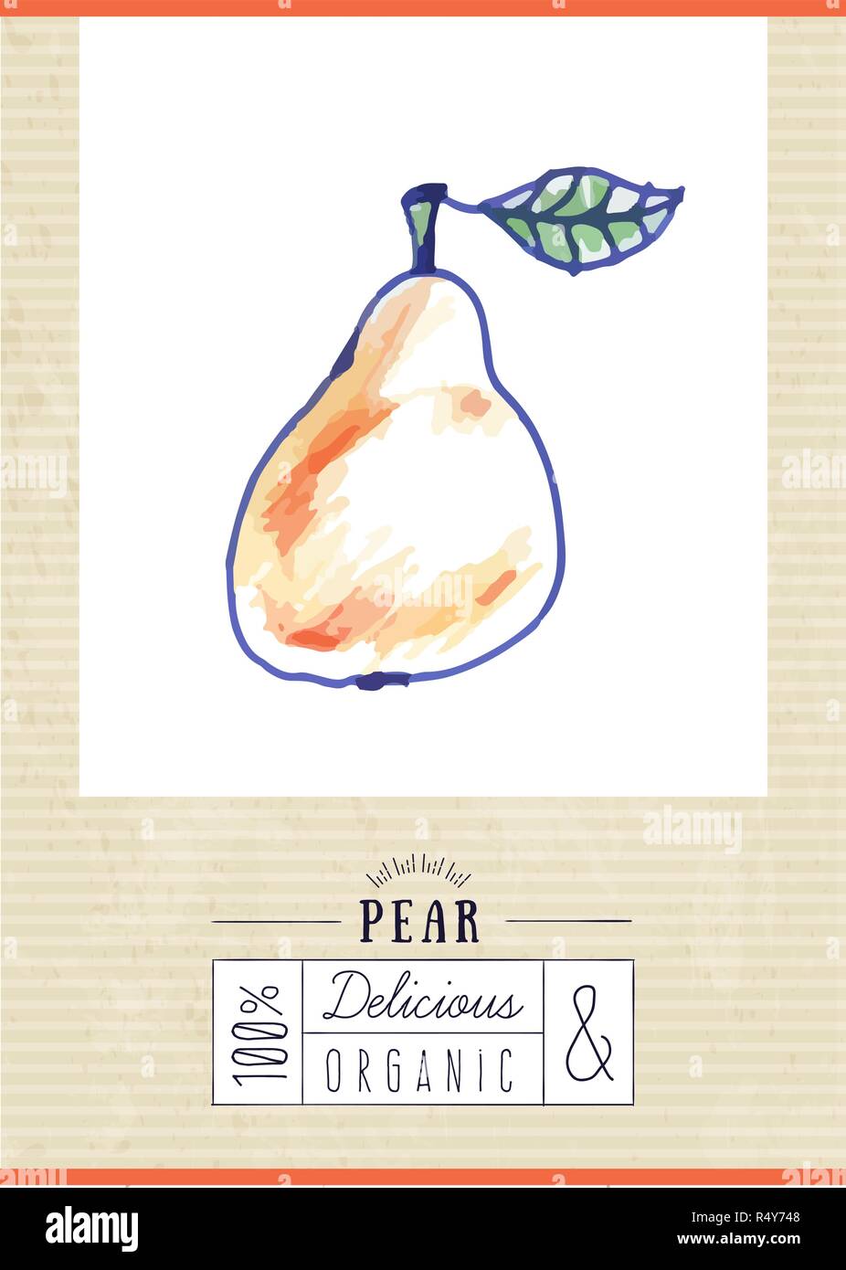 vintage label with hand drawn pear Stock Vector Image & Art - Alamy