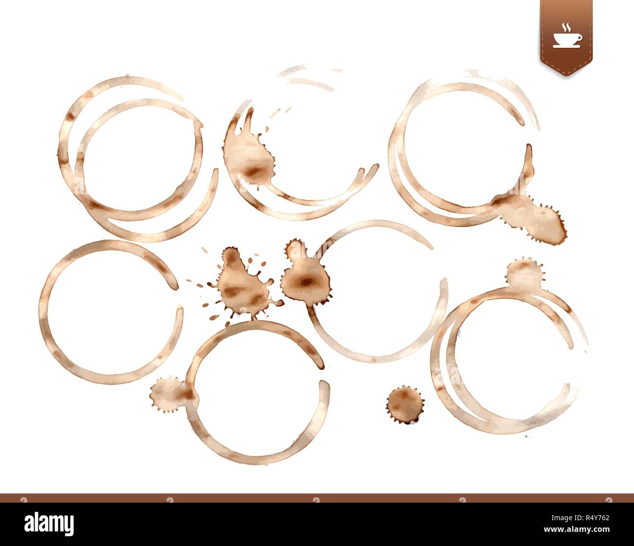set of realistic coffee stains Stock Vector Image & Art - Alamy