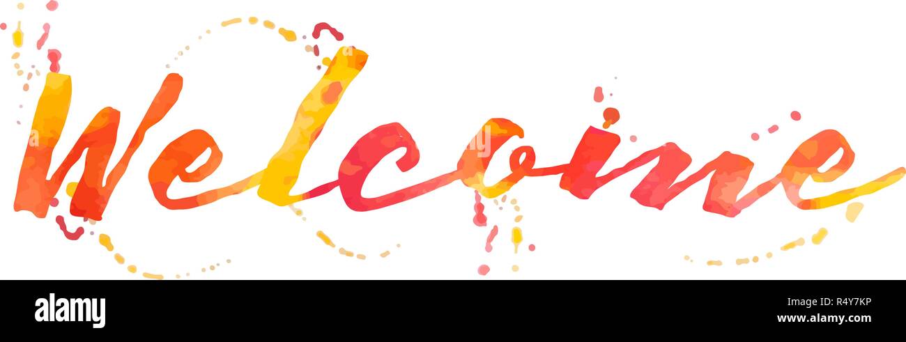 beautiful watercolor welcome typographic background Stock Vector Image ...