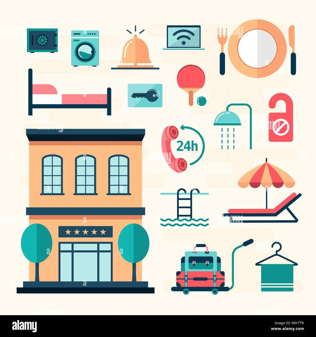 set of flat hotel icons Stock Vector Image & Art - Alamy