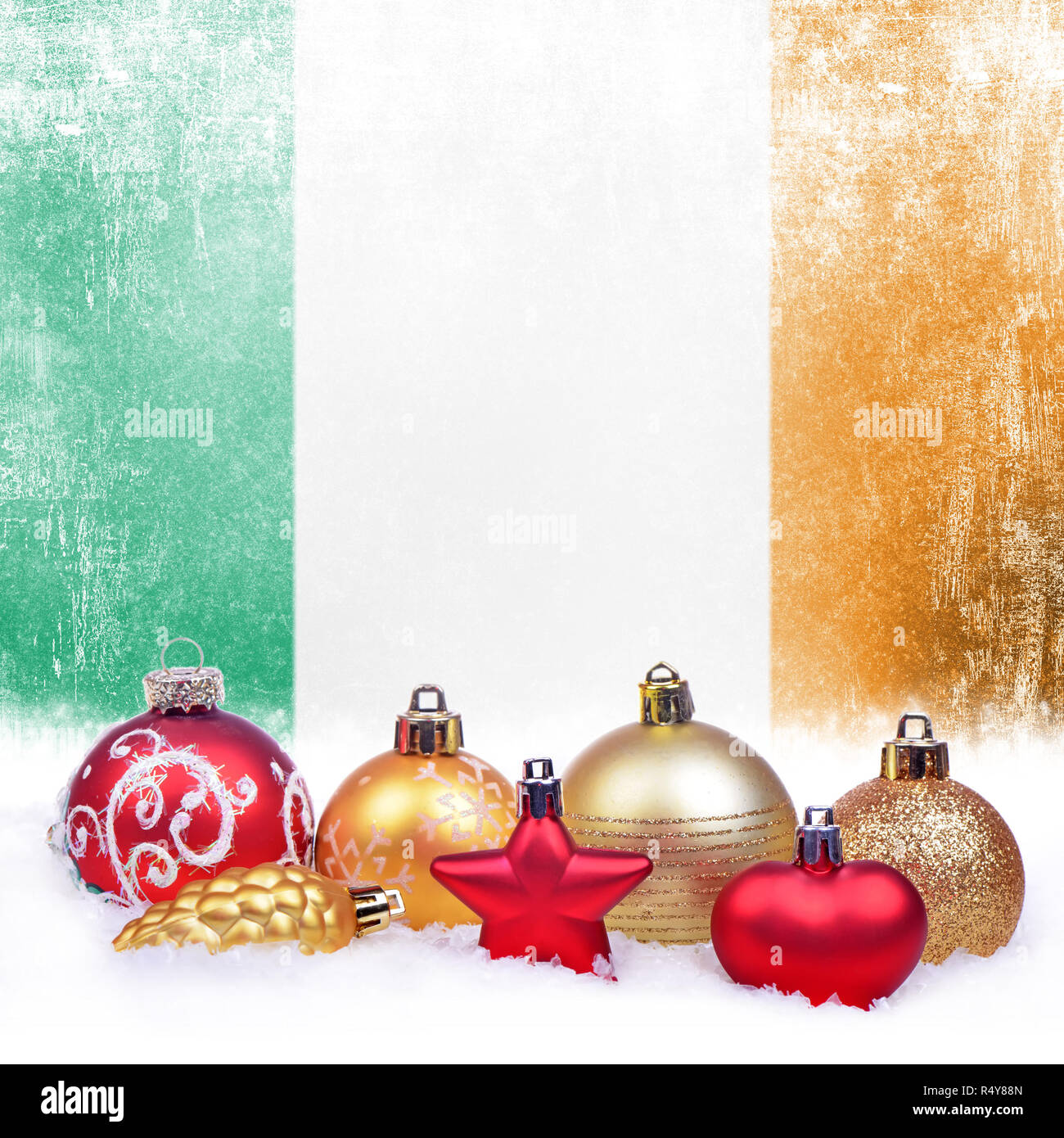Christmas grunge background with festive decorations-balls, star, heart ...