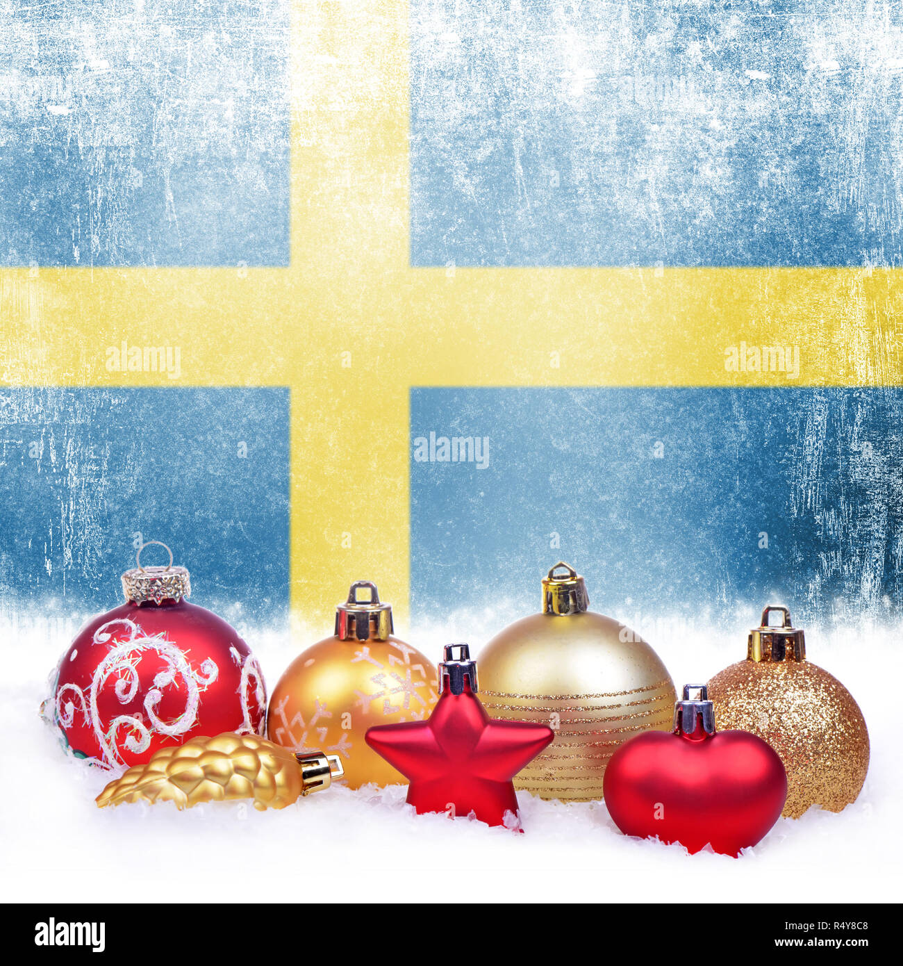 Christmas grunge background with festive decorations-balls, star, heart ...