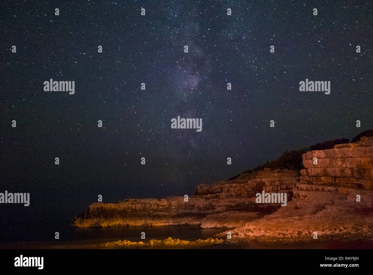 Milky way galaxy over the cliff at the seaside Stock Photo - Alamy