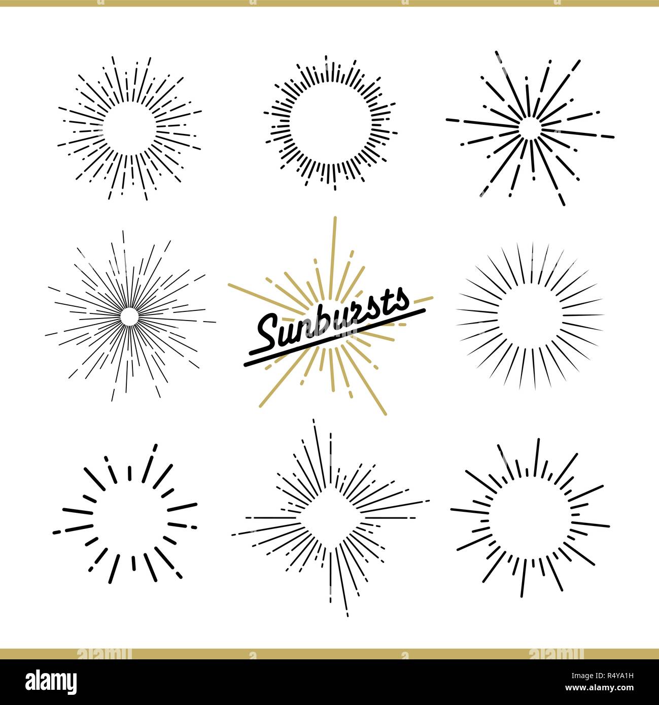 Set of sunburst design elements for badges, logos and labels Stock ...