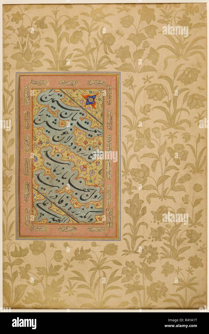 Calligraphy. Dara Shikoh. 1630-1640. Calligraphy. A gold floral ...