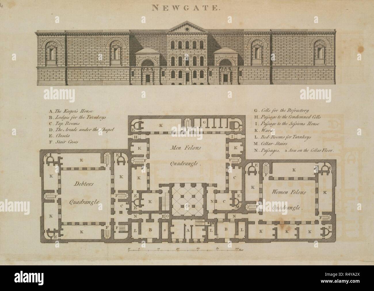 Newgate. A plan of Newgate Prison. . Source: Maps.Crace.8.84,. Language ...