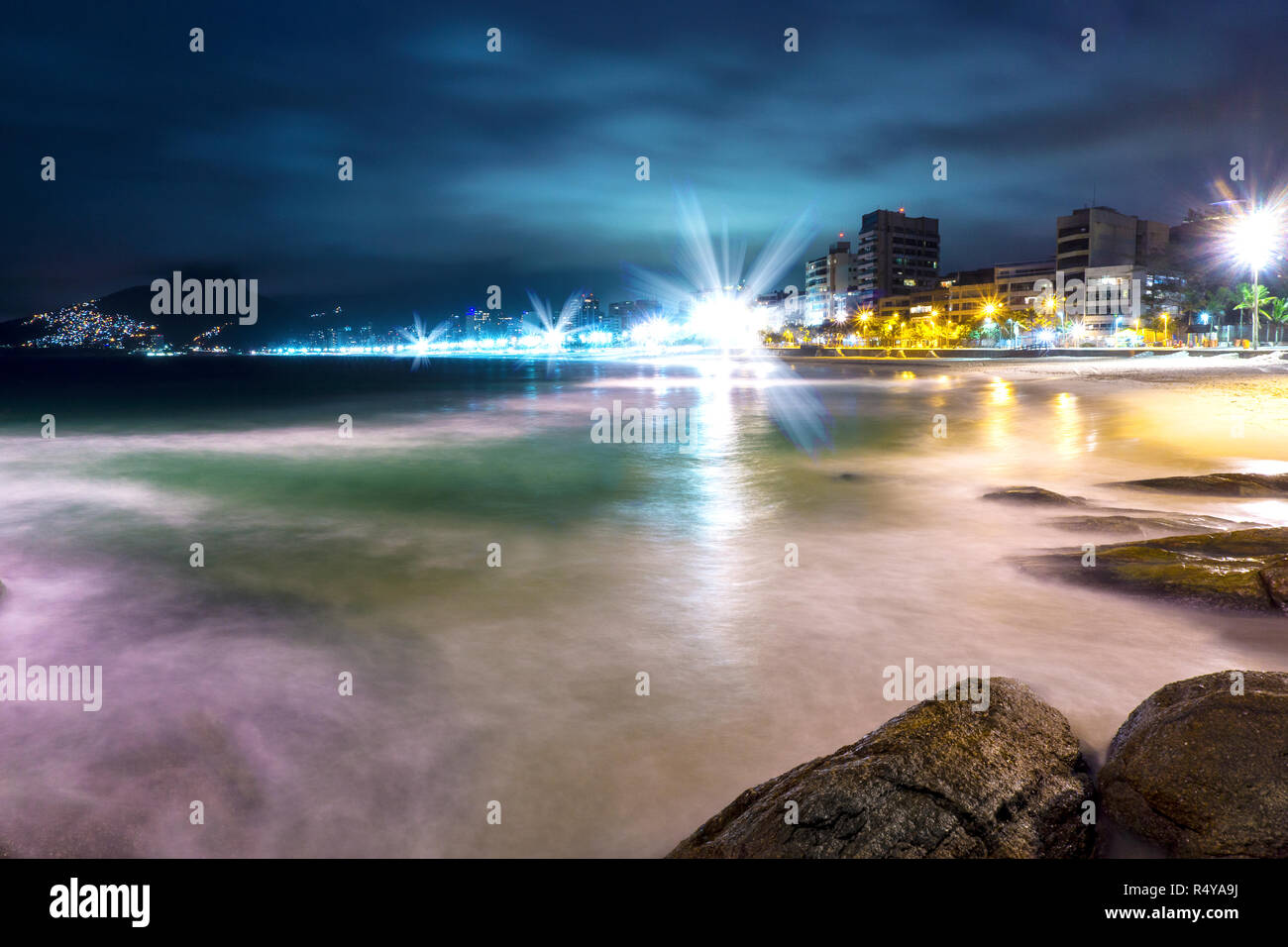 Beach Waves Night Time