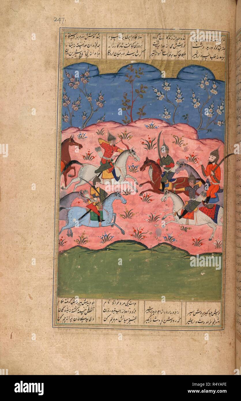 A battle scene. Shahnama of Firdawsi, with 24 miniatures. 1600. Battle ...