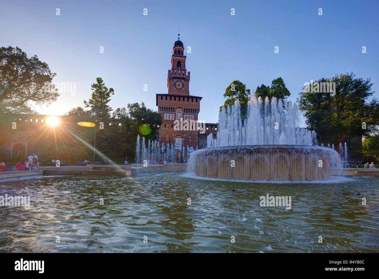 Clock tower in sforza castle hi-res stock photography and images - Alamy