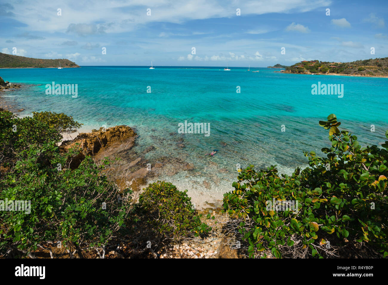 Snorkeling the pristine waters of Prickly Pear Island near Virgin Gorda ...