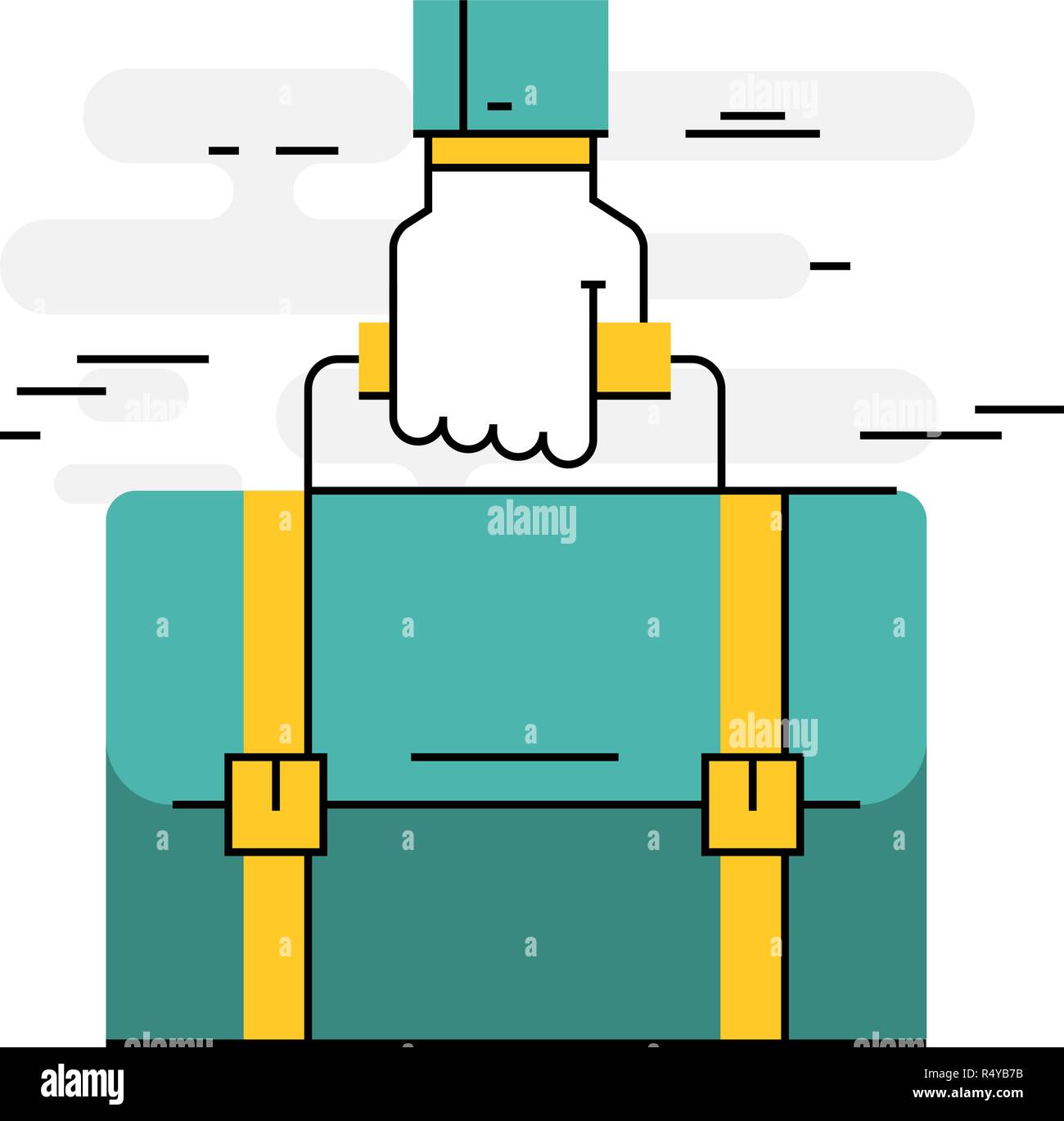Flat design thin line concept of hand holding a briefcase Stock Vector ...