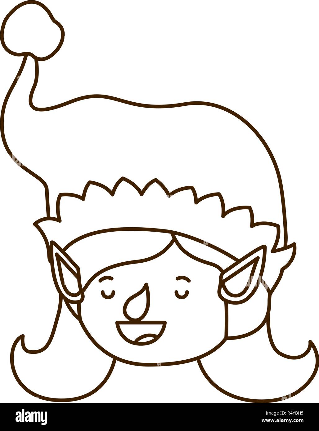 elf woman head with hat avatar character Stock Vector Image & Art - Alamy