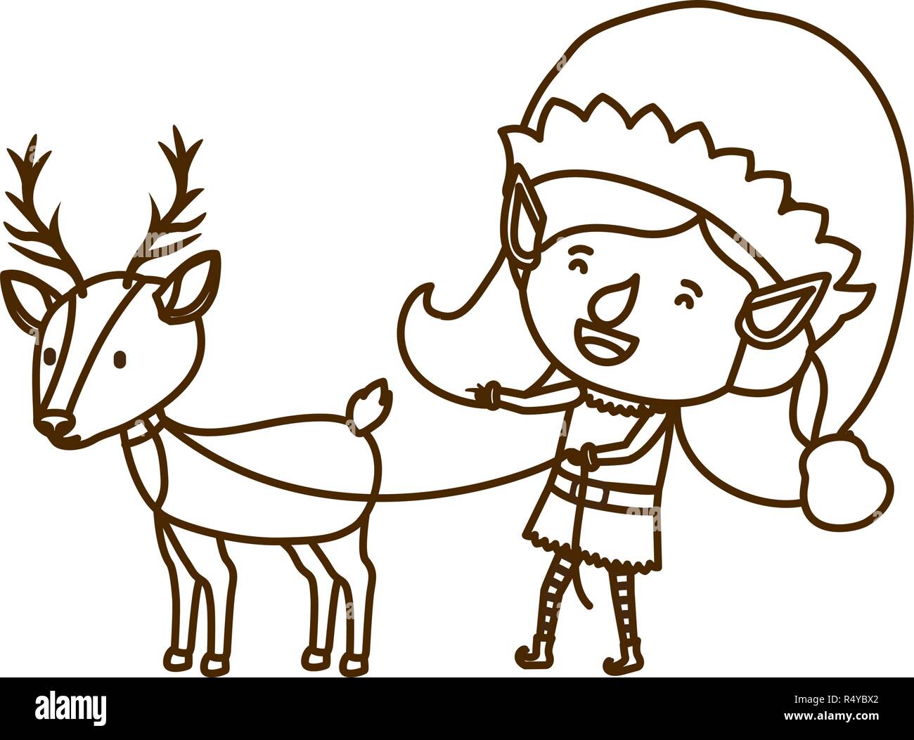 elf woman with reindeer avatar character Stock Vector Image & Art - Alamy