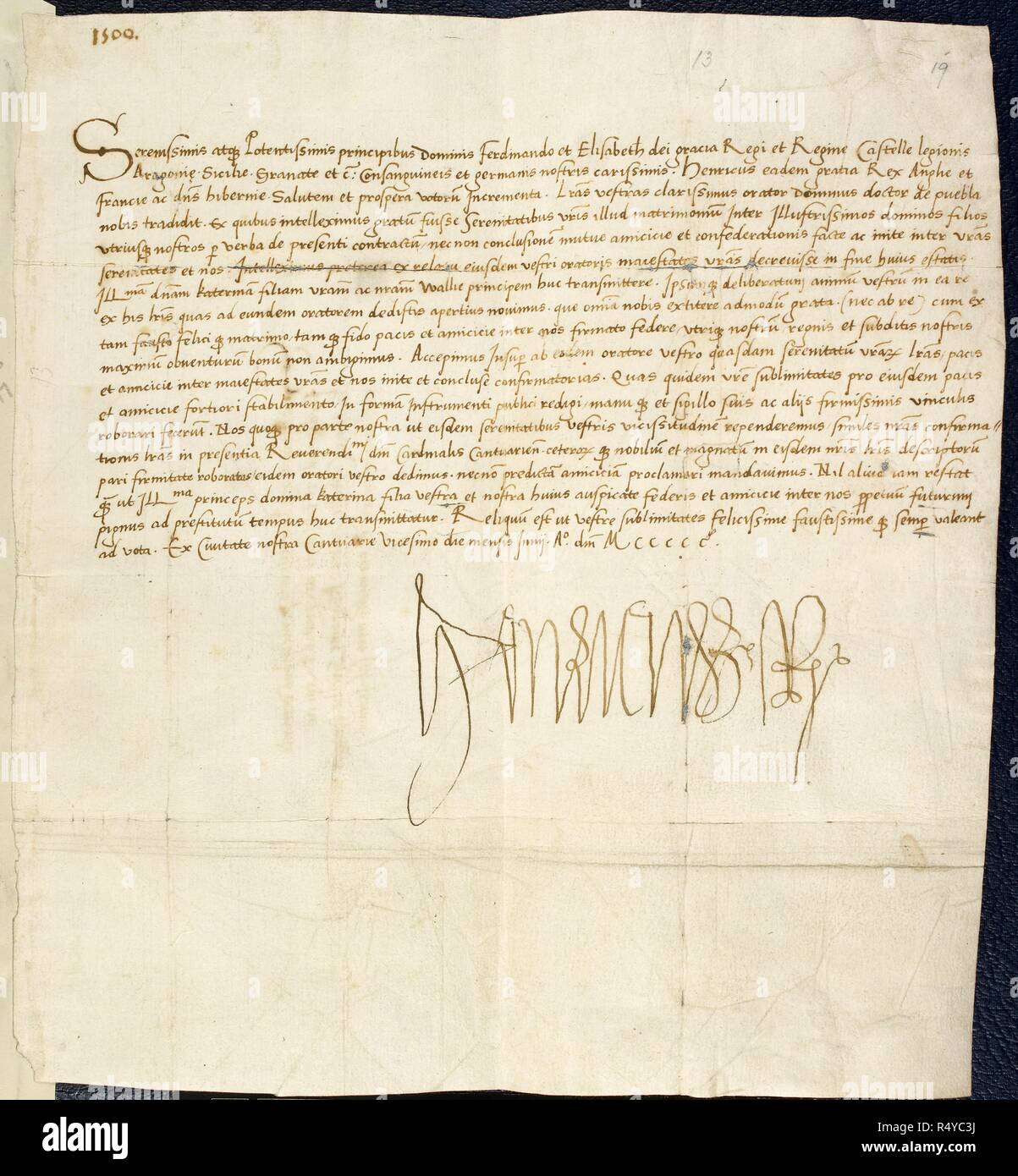 Letter from Prince Arthur to Katherine of Aragon. Original Letters of ...