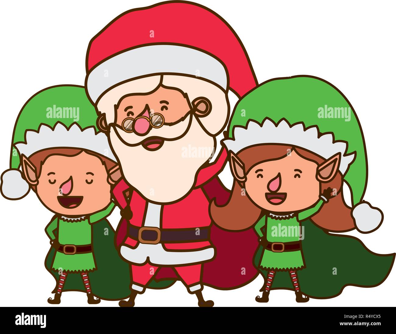 couple elf with santa claus avatar character Stock Vector Image & Art ...