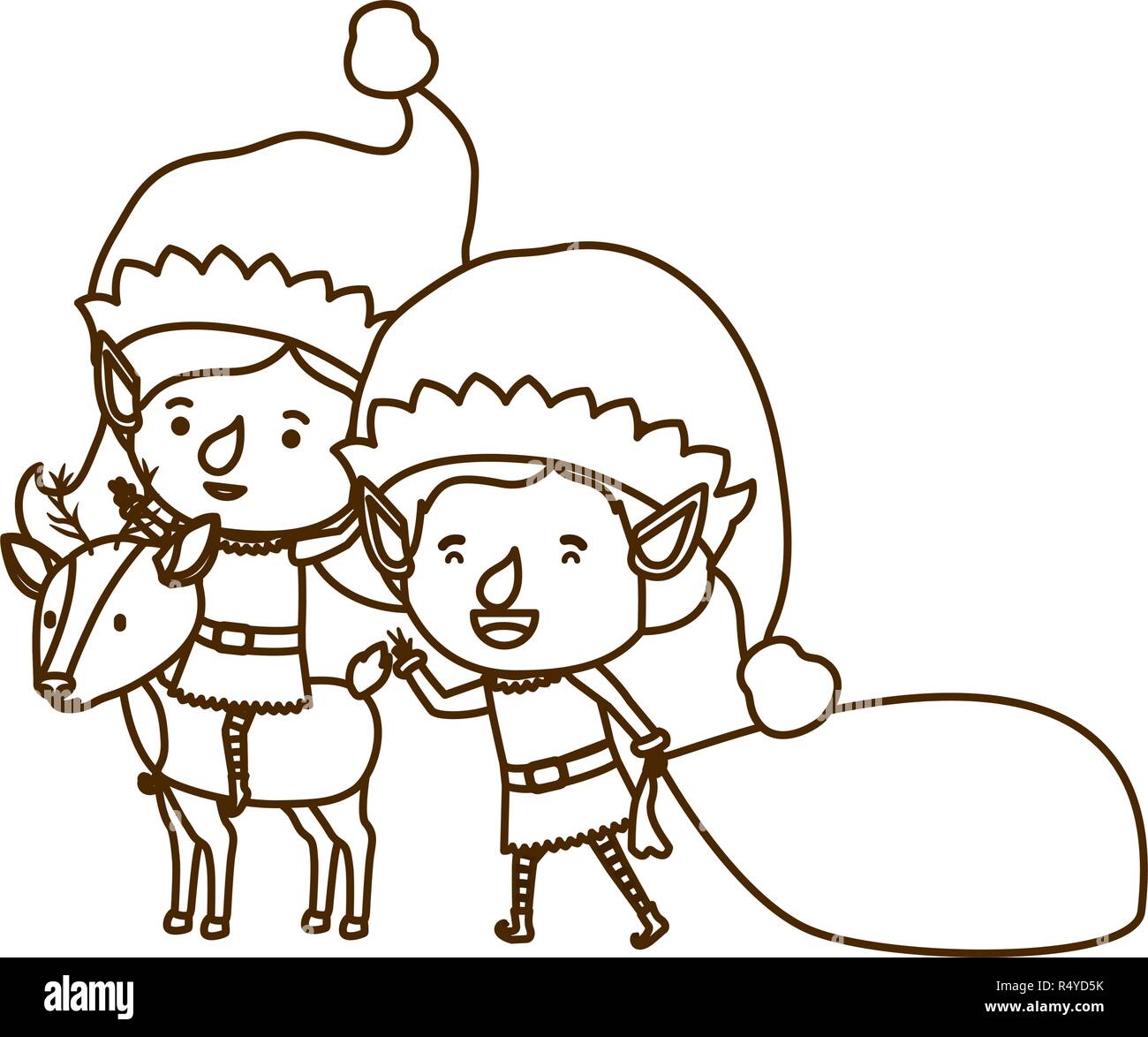 elf couple with reindeer avatar character Stock Vector Image & Art - Alamy