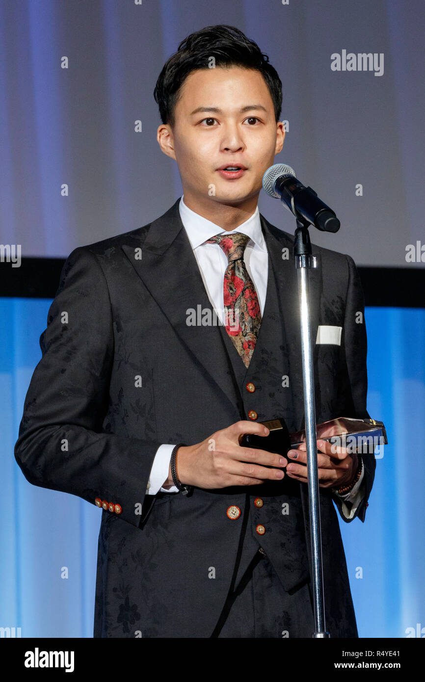 Japan's Best Debutant Awards winner Yuichi Hanada speaks during the ...