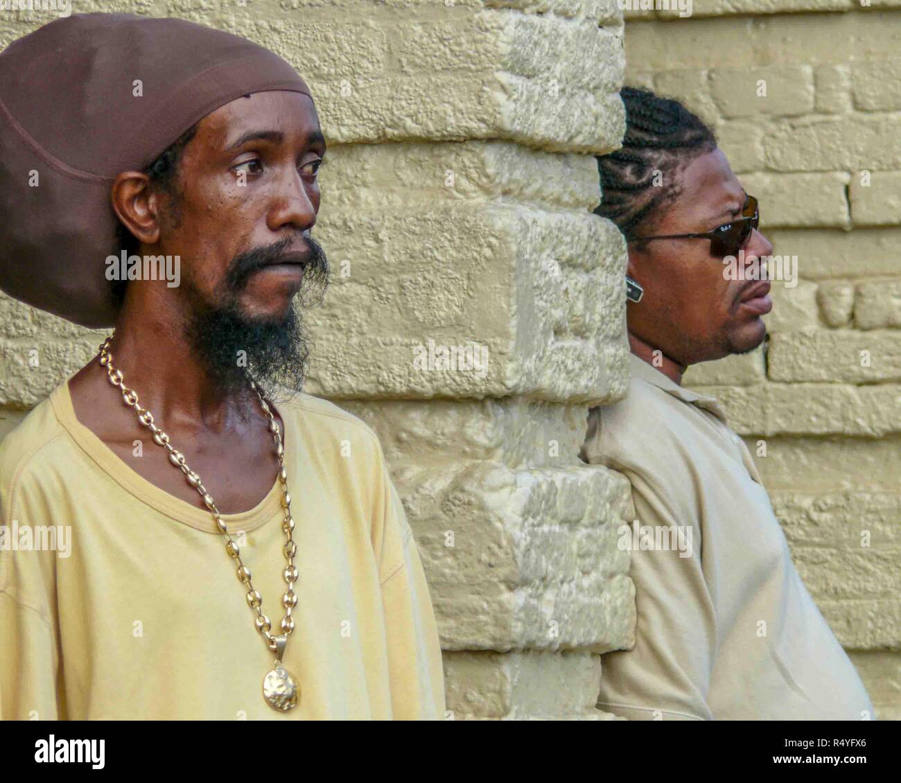 St Thomas, Virgin Islands. 13th Jan, 2009. Portrait of two local men in ...