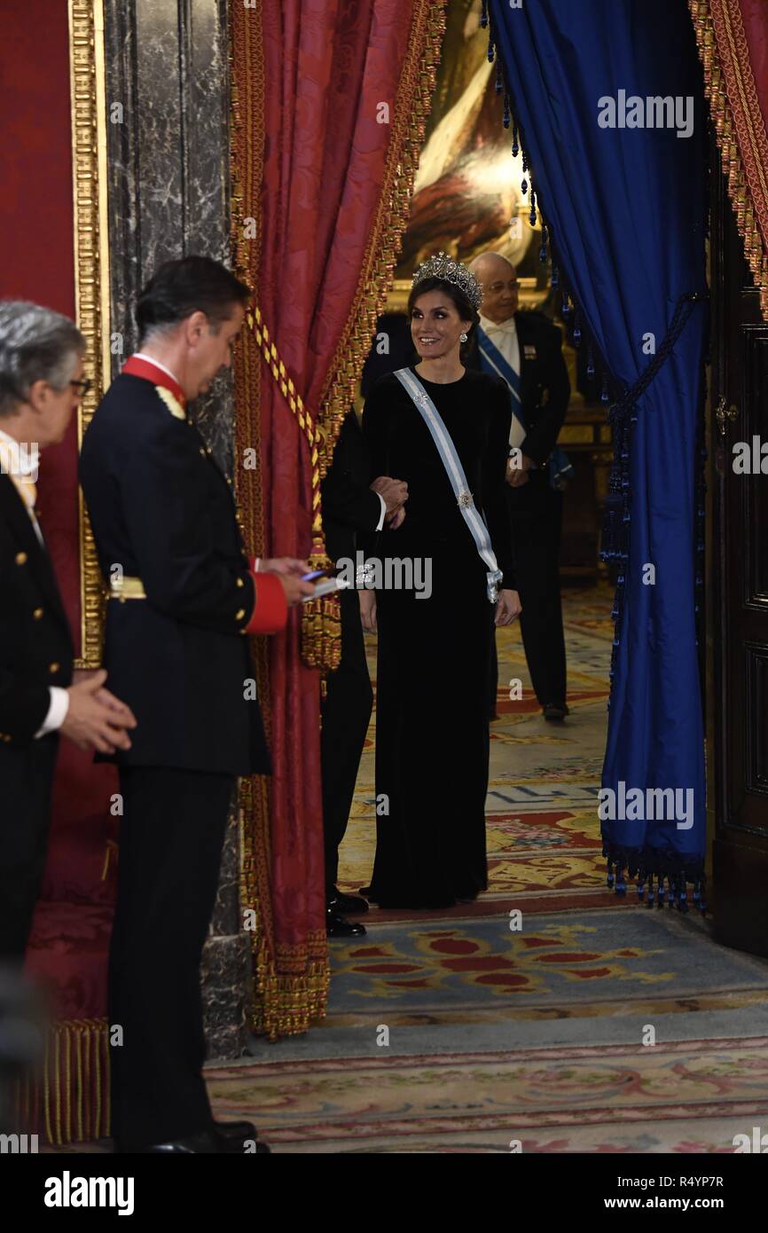 The kings of Spain, Felipe VI and Letizia receive for a gala dinner to ...