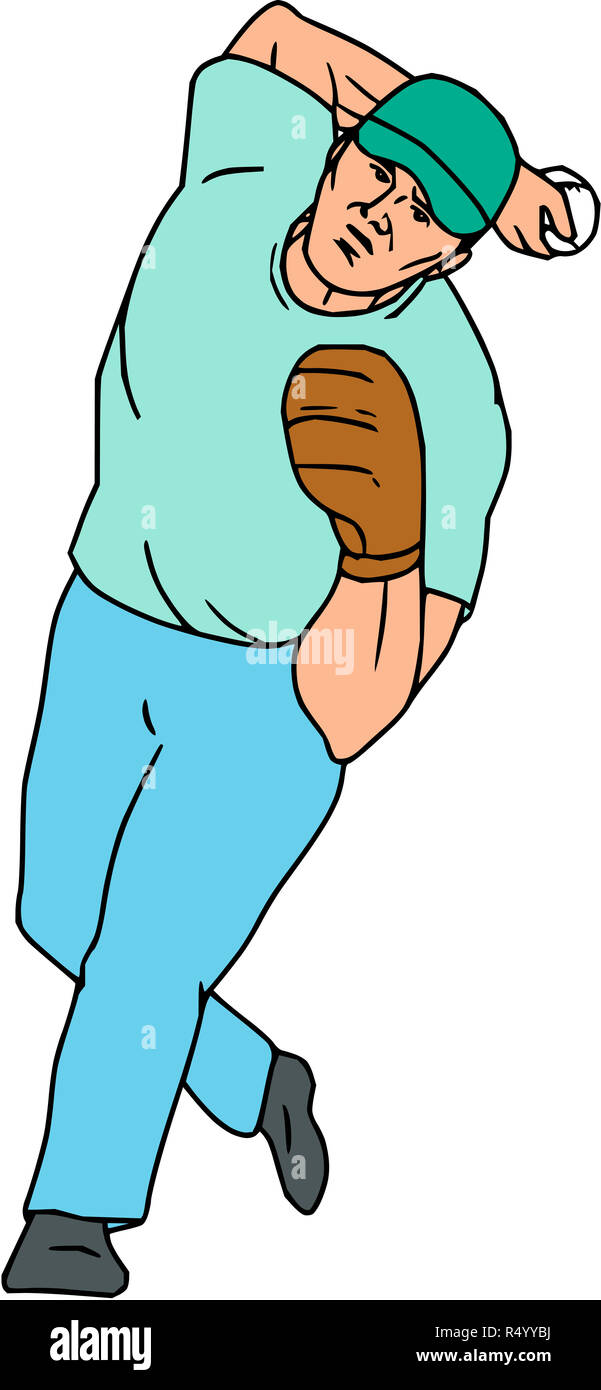 Baseball Player Pitcher Throwing Motion Cartoon Stock Photo - Alamy