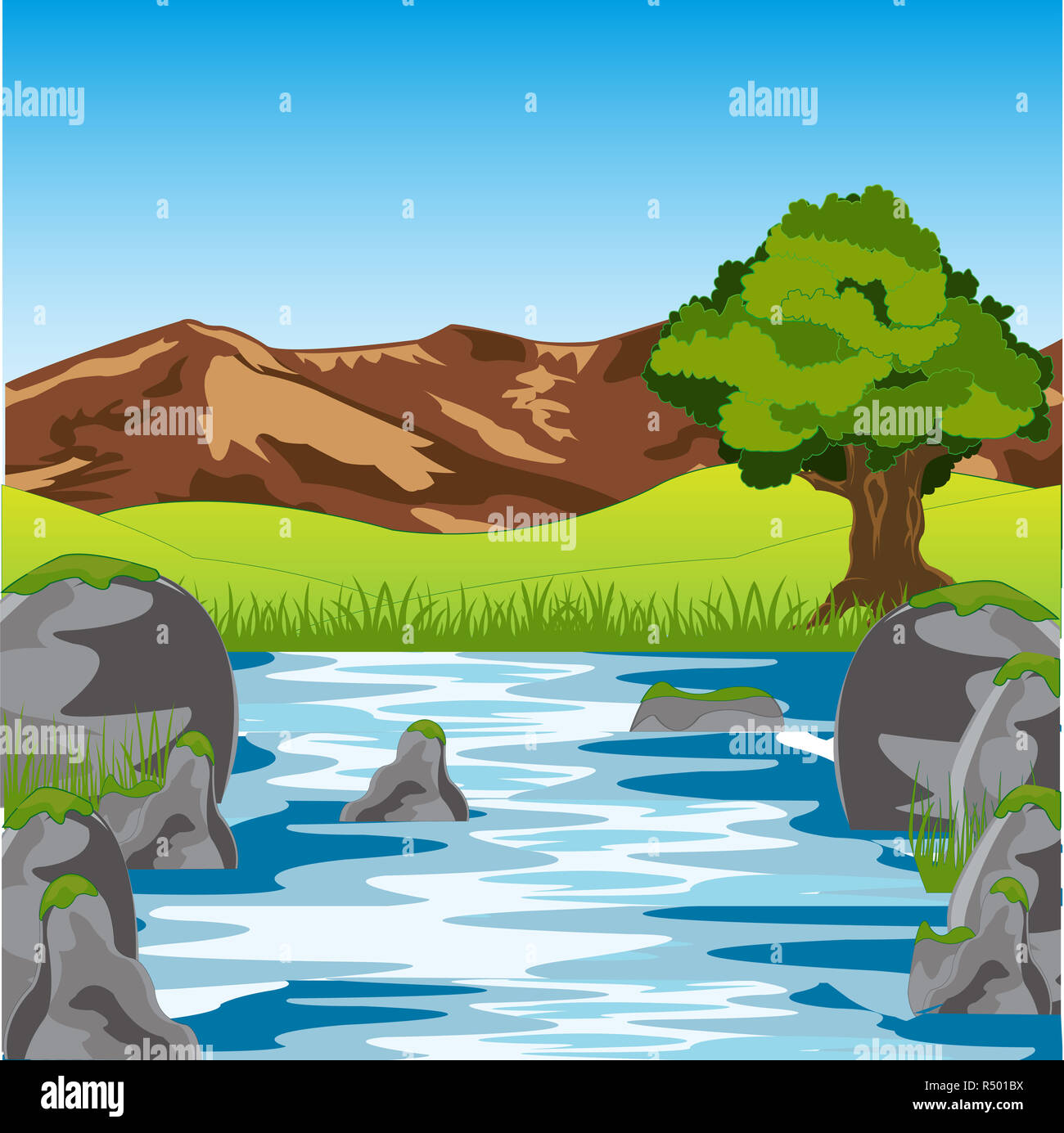 Clean river year daytime Stock Photo - Alamy