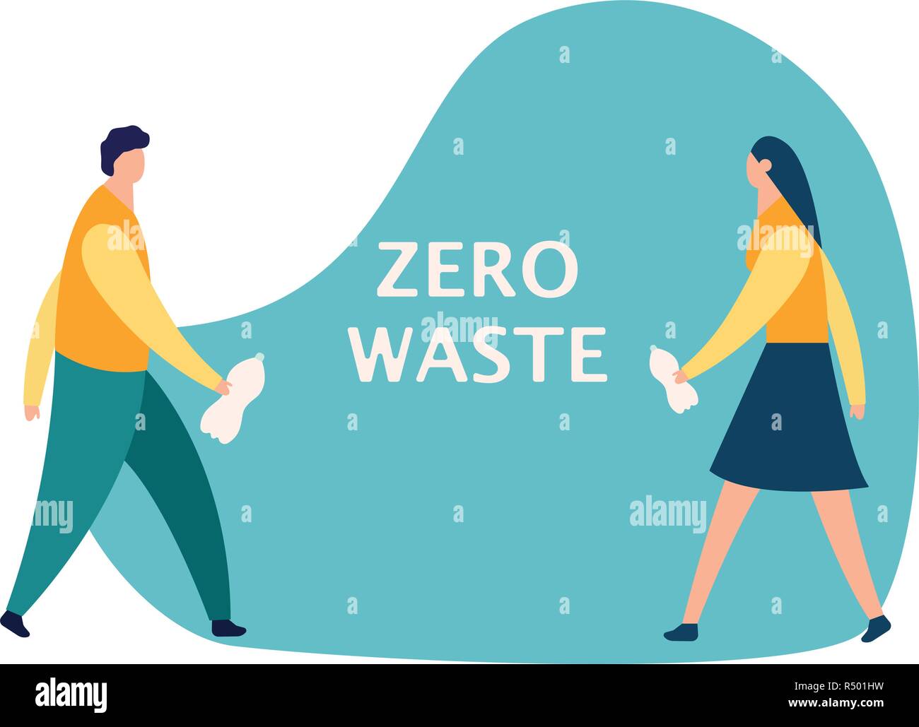 Kids, boy and girl, garbage recycling concept, cartoon vector ...