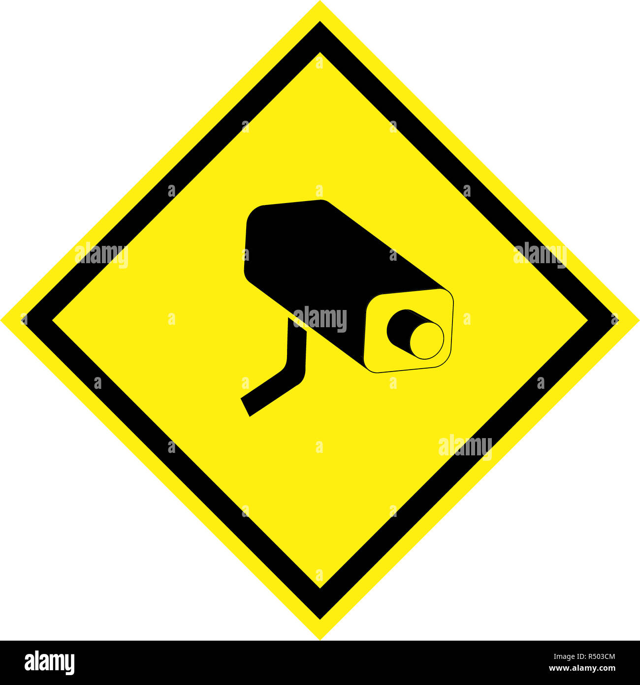 Yellow hazard sign with surveillance camera symbol Stock Photo - Alamy