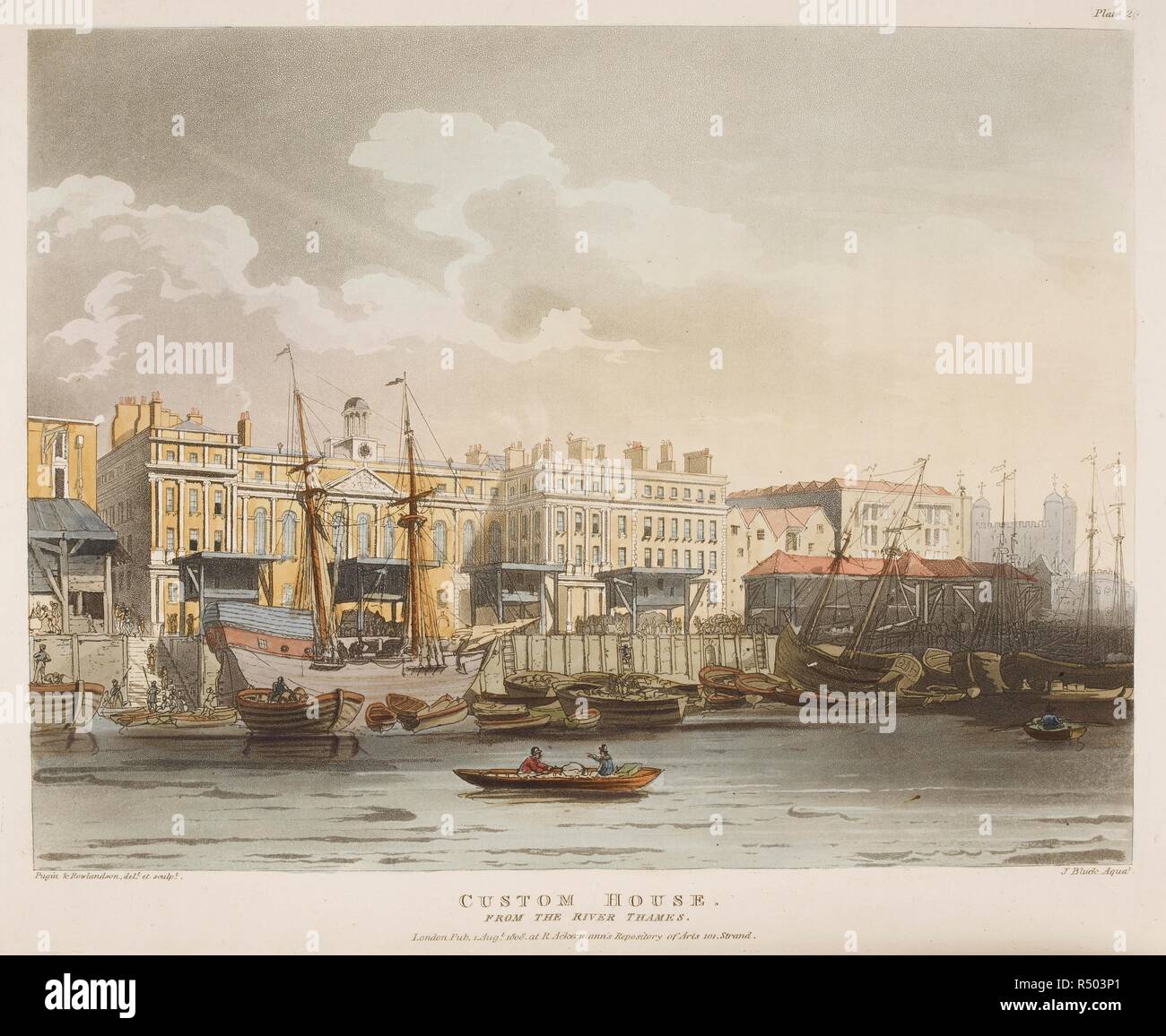 Custom House, from the River Thames. The Microcosm of London. R ...