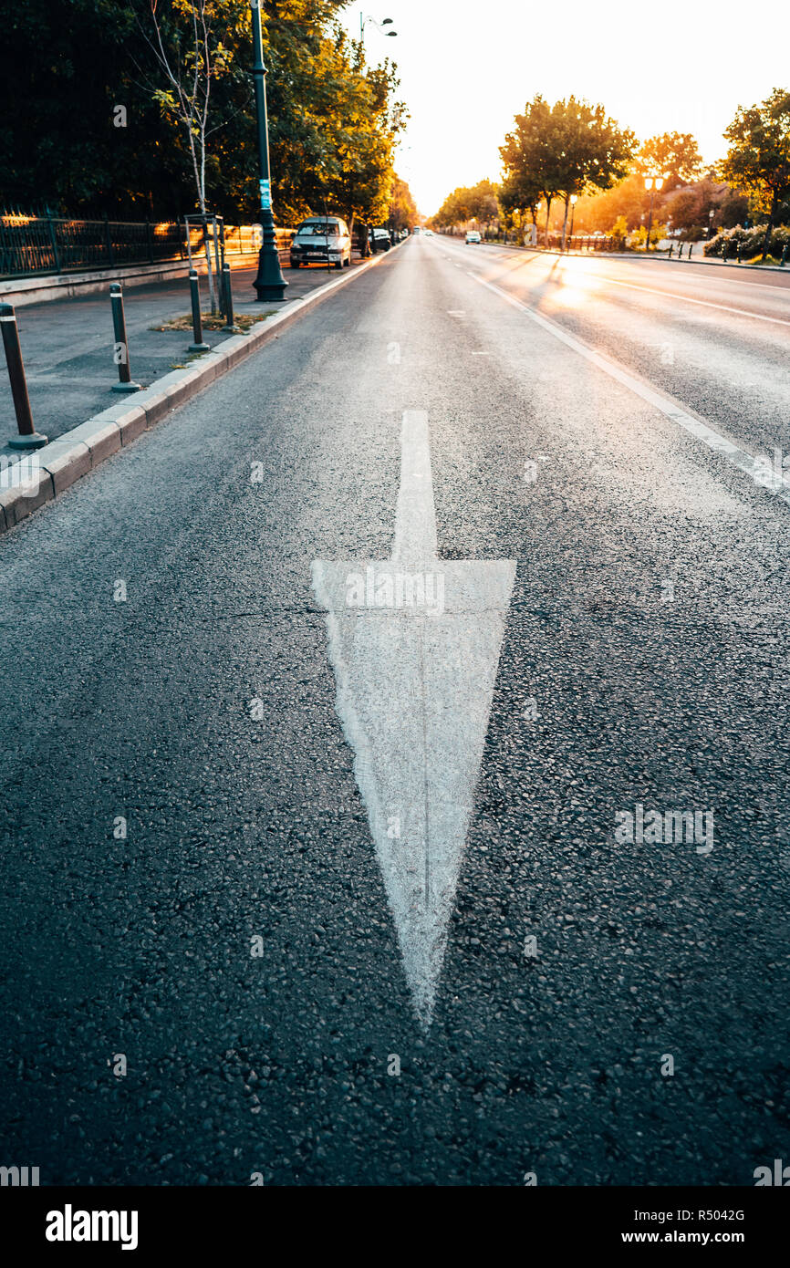 Arrow signs as road markings on a street Stock Photo - Alamy