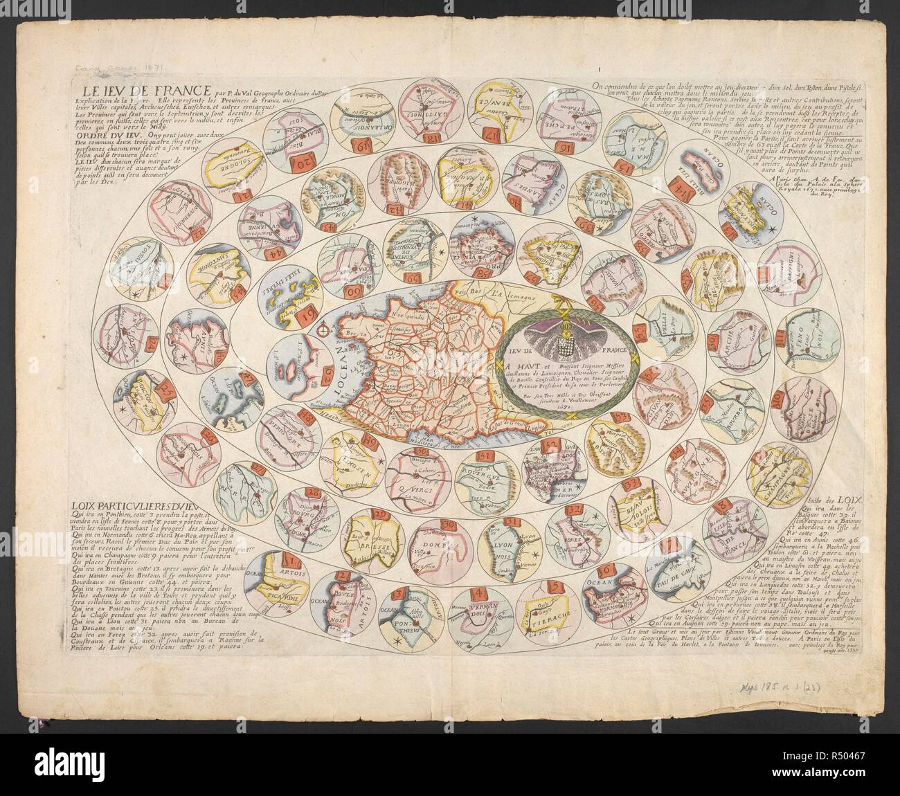 A spiral board-game illustrated with maps of the French provinces. . Le ...