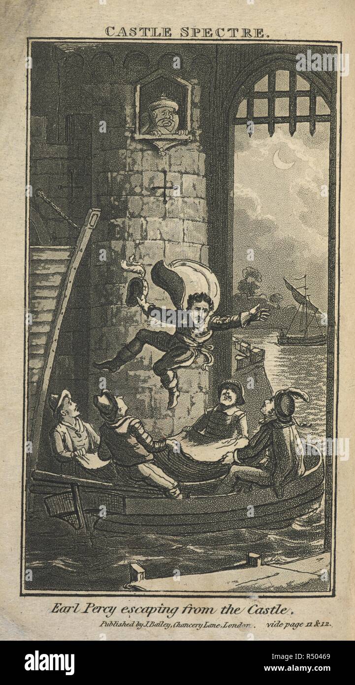 'Castle Spectre'. Earl Percy escaping from the castle. A scene from a ...