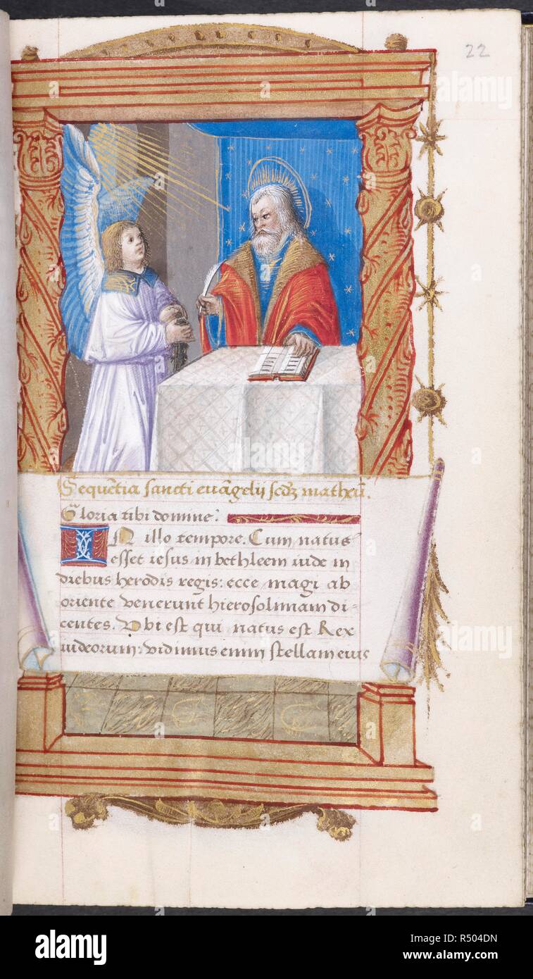 Image of angel appearing to saint. Hours of the Virgin, the Cross, and ...