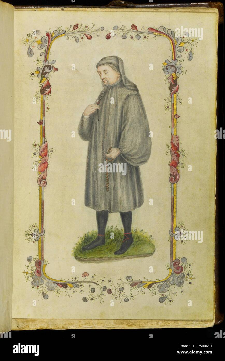 Geoffrey Chaucer, the author. A full length portrait. The Canterbury ...