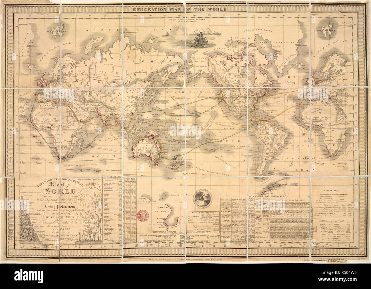 Emigration map of the world geographical and phys hi-res stock ...
