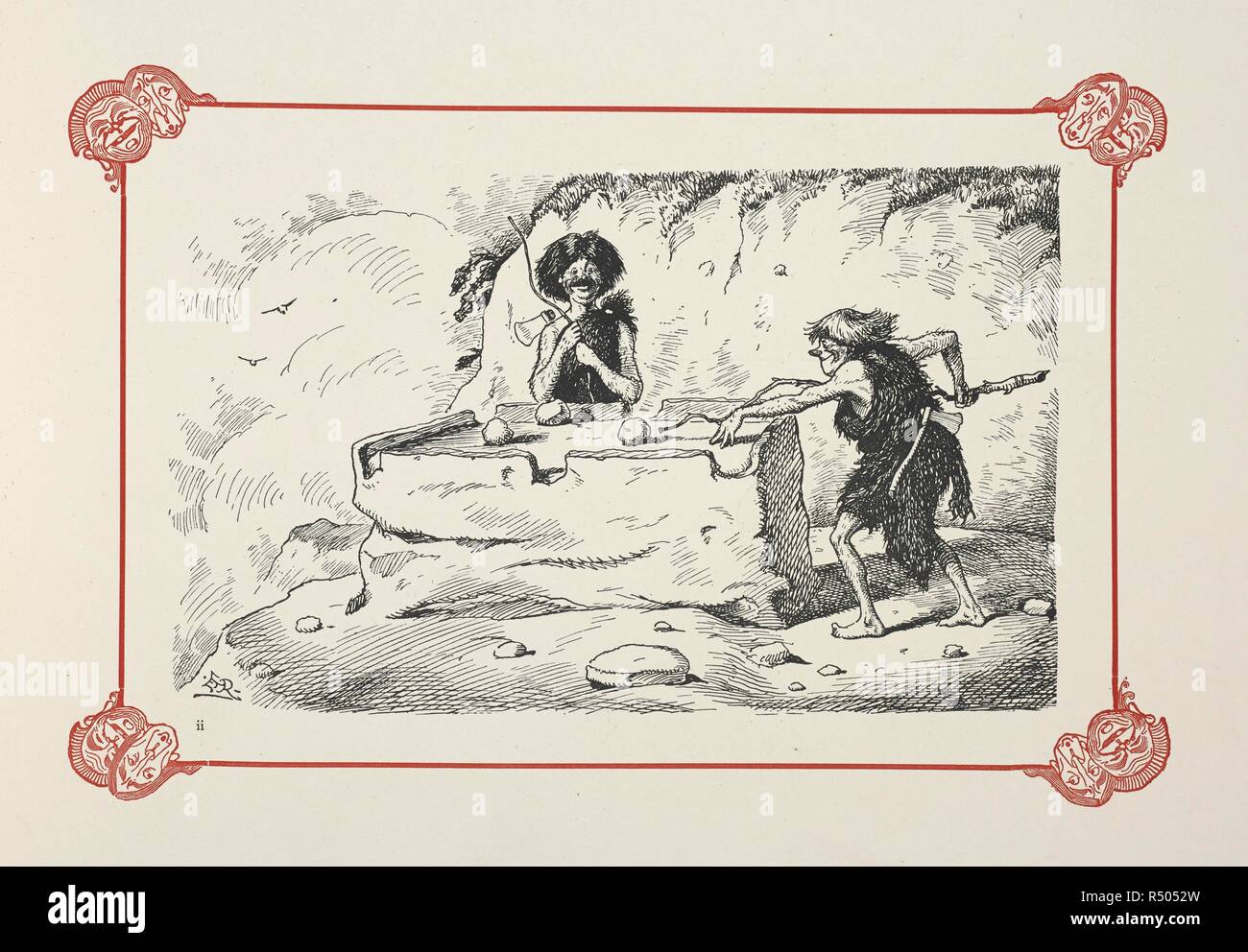 Primeval billiards.' Prehistoric people playing a game of billiards ...