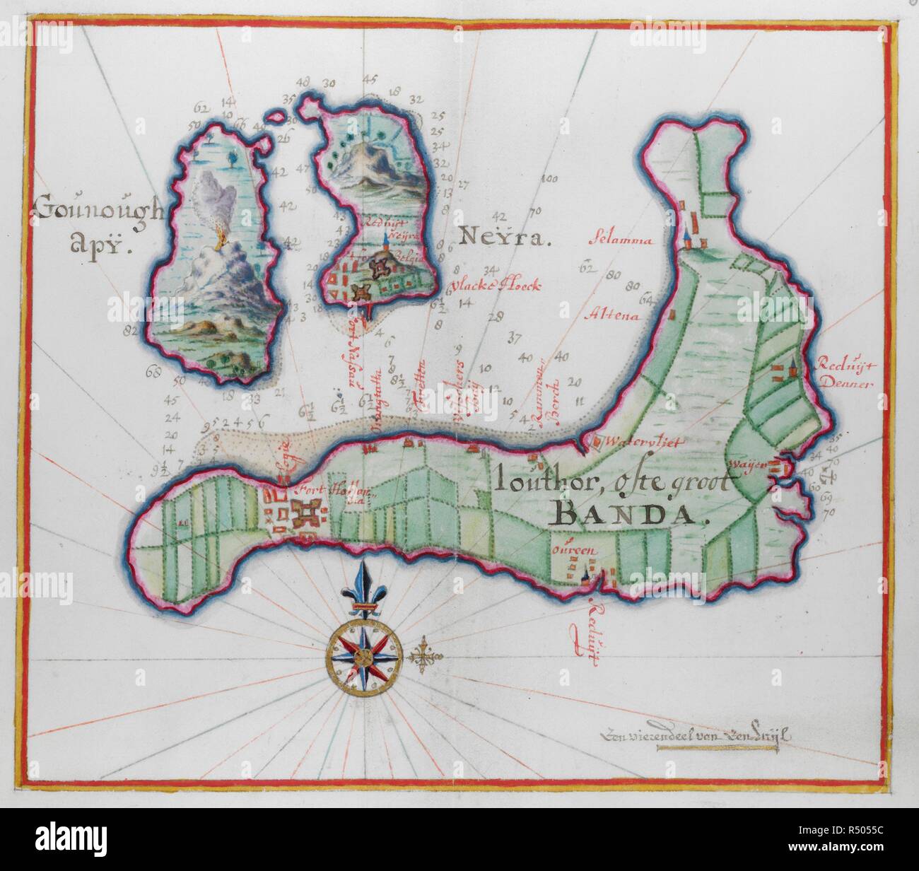 Pictorial map of three of the Banda islands. DUTCH PORTOLANO ...