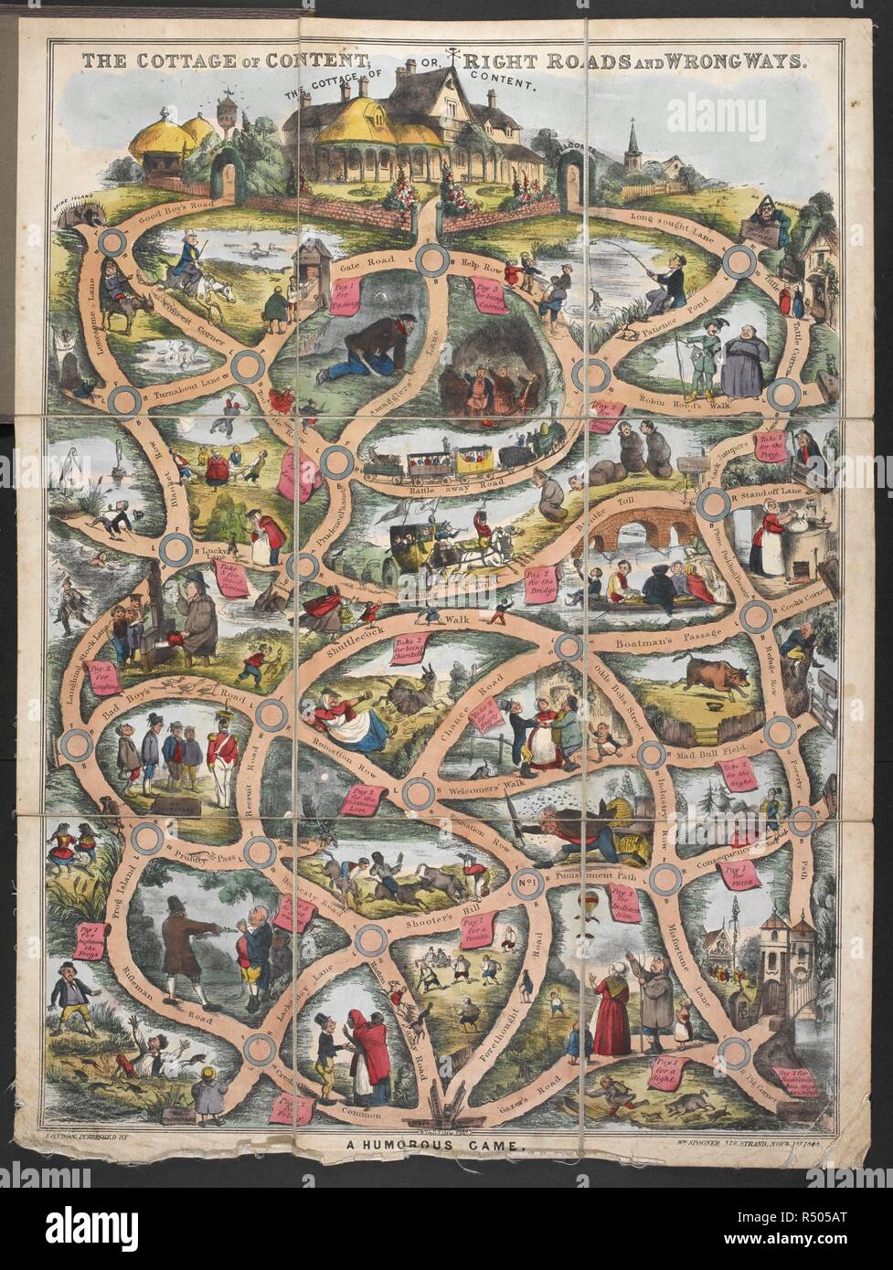 A road map of imaginary, allegorical landscape, to be used as a game ...