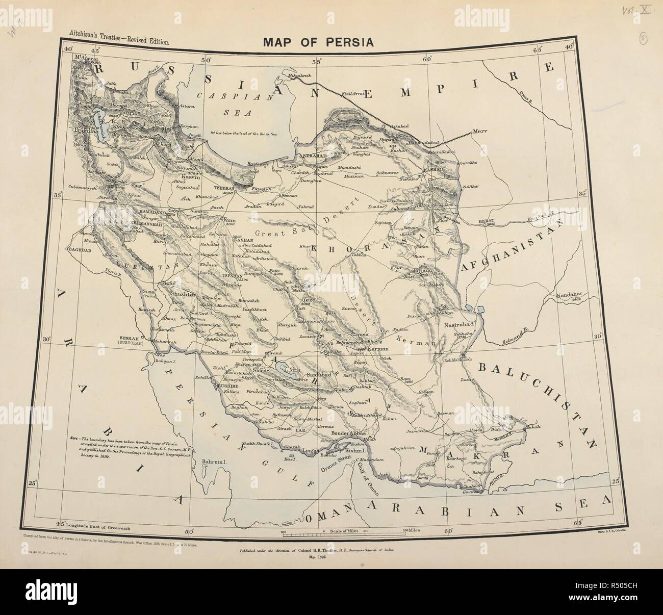 A map of Persia. Map of Persia. [Scale, 1 inch = 80 miles.] Compiled ...