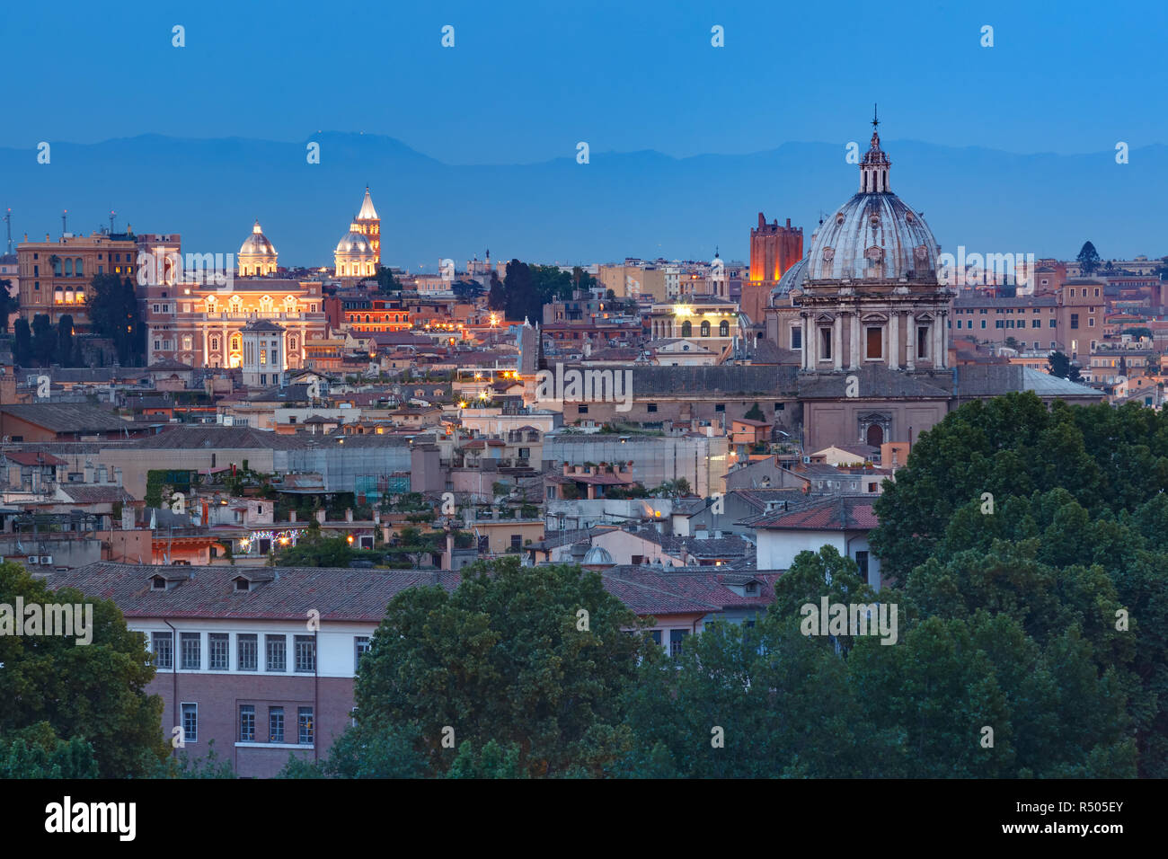 Aerial wonderful view of Rome at sunset, Italy Stock Photo - Alamy