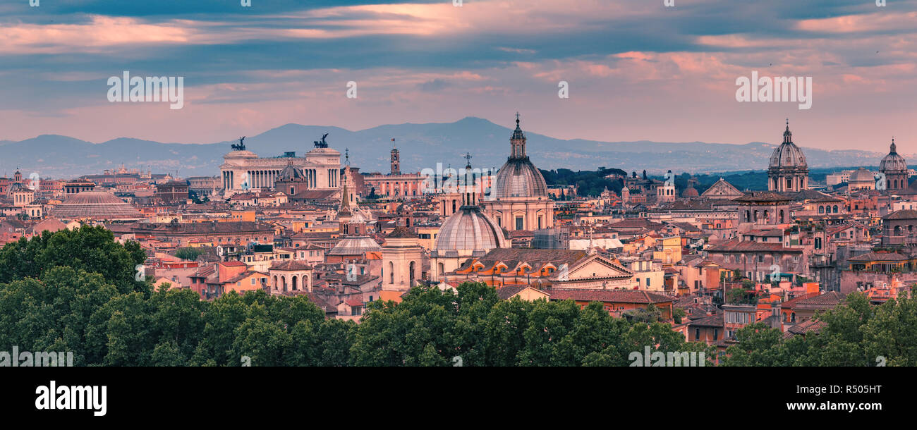 Aerial wonderful view of Rome at sunset, Italy Stock Photo - Alamy
