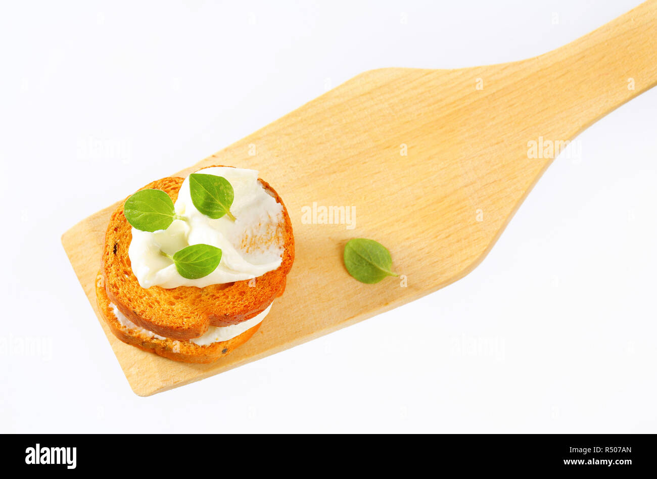 Mini toast with cream cheese Stock Photo - Alamy