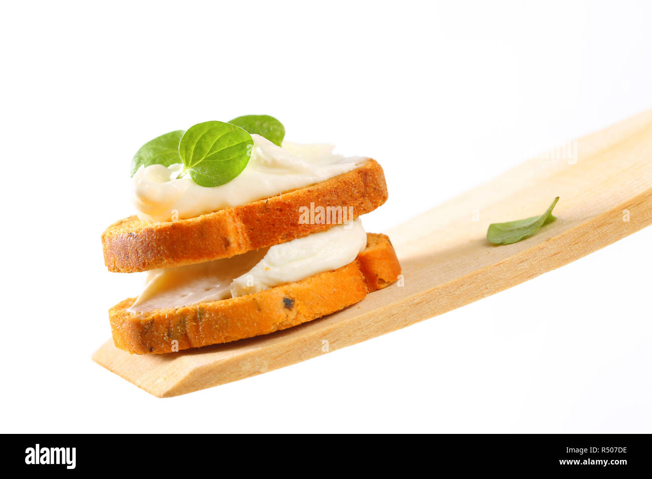 Mini toast with cream cheese Stock Photo - Alamy