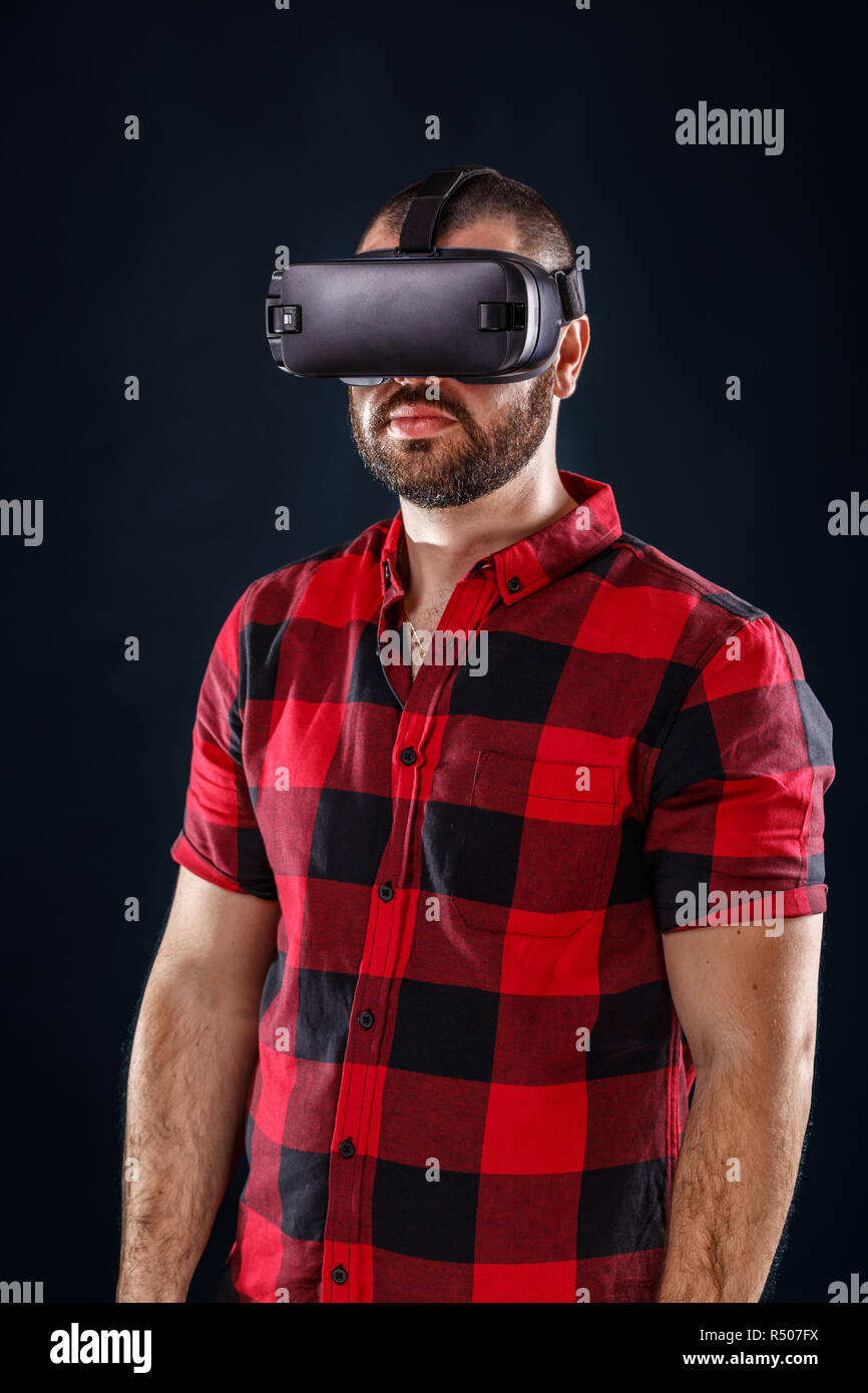 Man using VR Stock Photo - Alamy