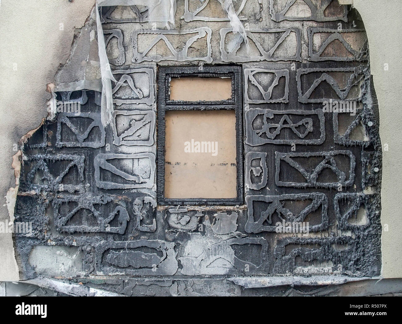 burnt house detail Stock Photo - Alamy
