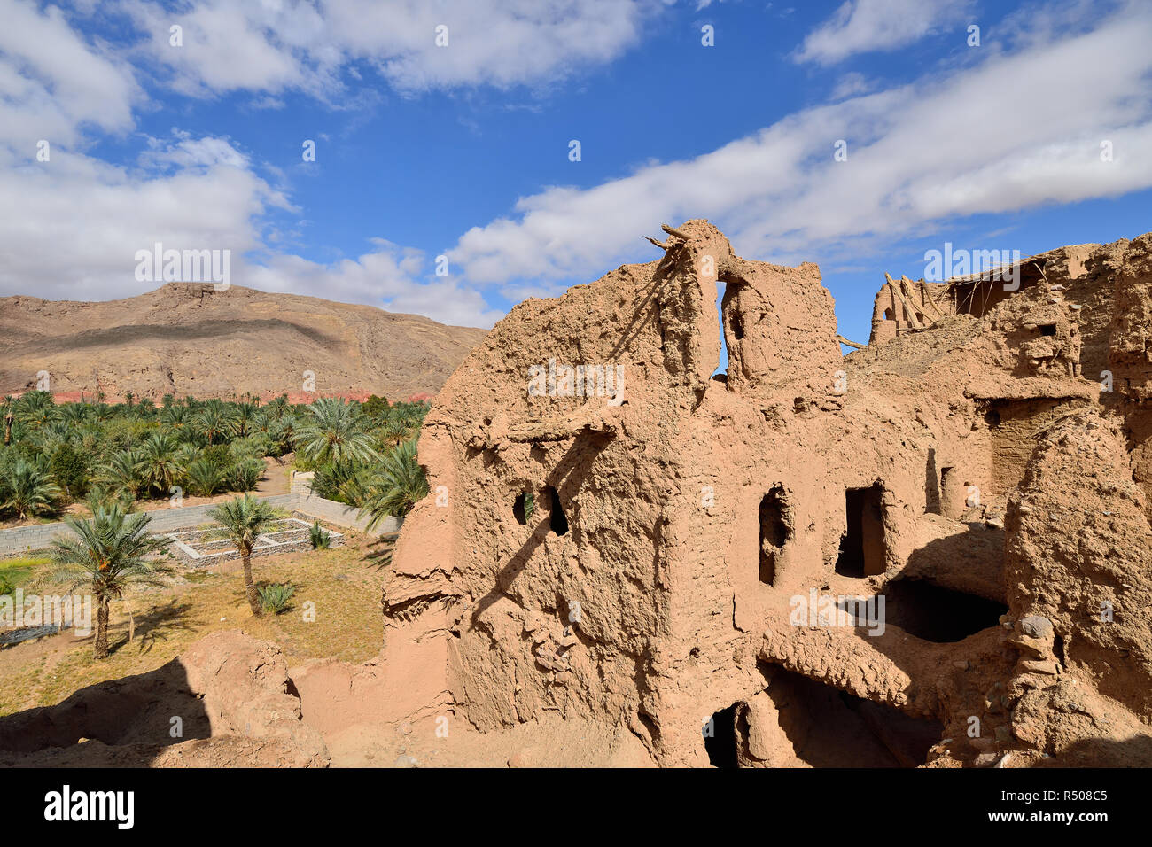 Ancient ruin Sassani Castle in the Garmeh oasis, on the Dasht-e Kavir ...