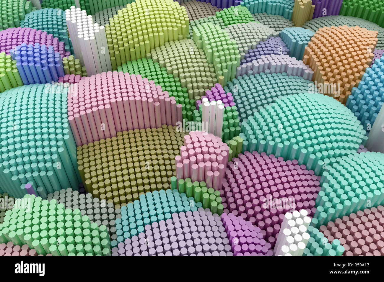 Colorful 3D rendering. Geometric structure block, illustrations of ...