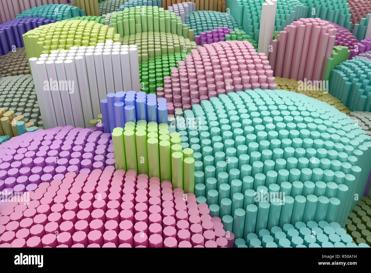 Colorful 3D rendering. Block, geometric structure, shape composition ...