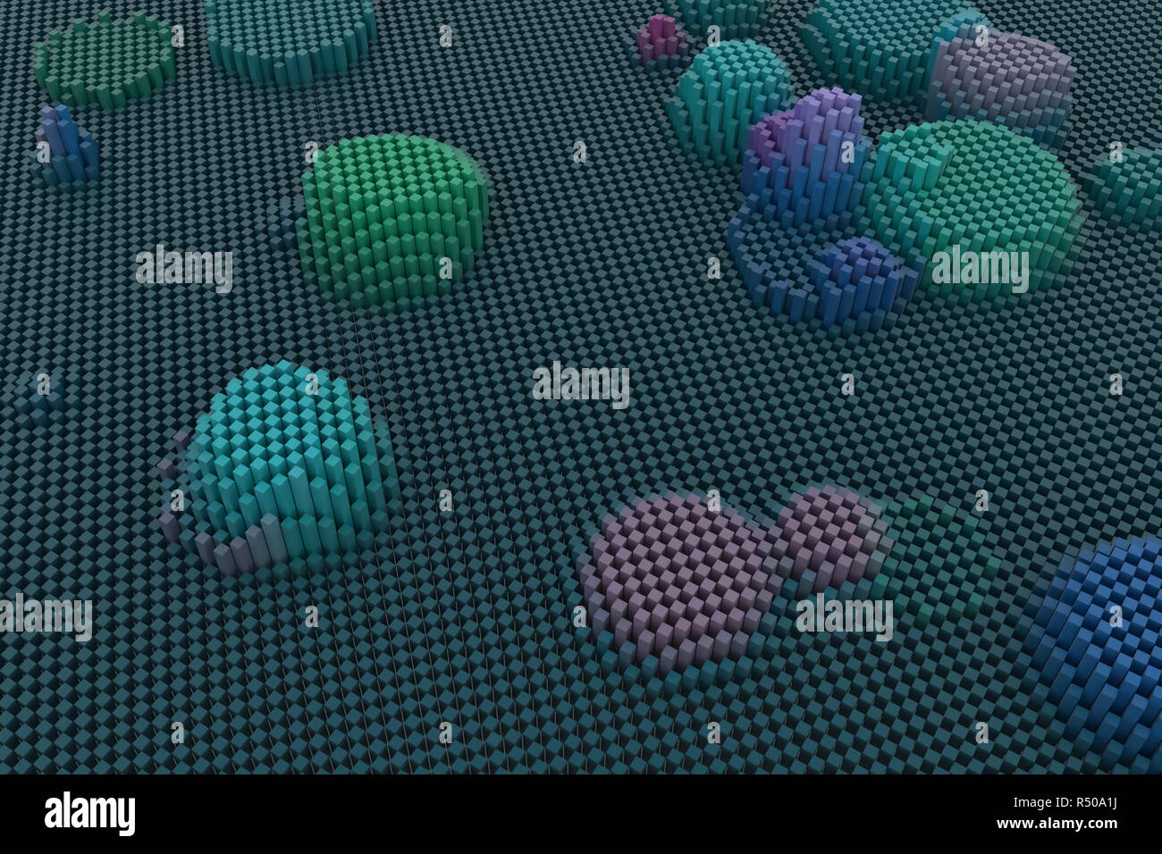 Colorful 3D rendering. Geometric structure block, illustrations of ...