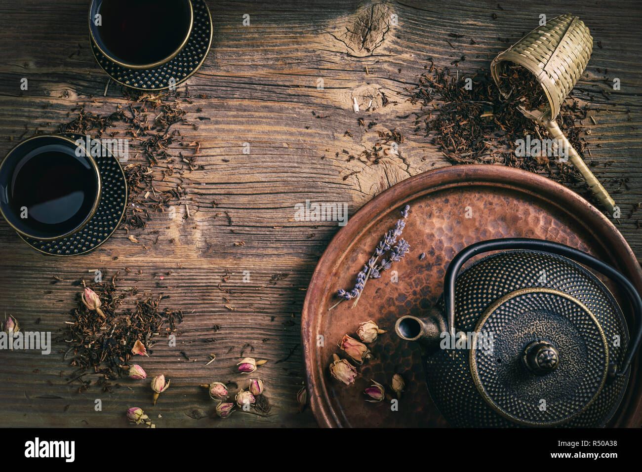 Top view of tea set Stock Photo - Alamy